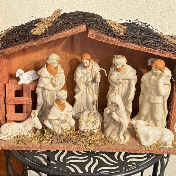 Alco | Holiday | Alco Nativity Scene Porcelain Fixed Figures Wooden ...